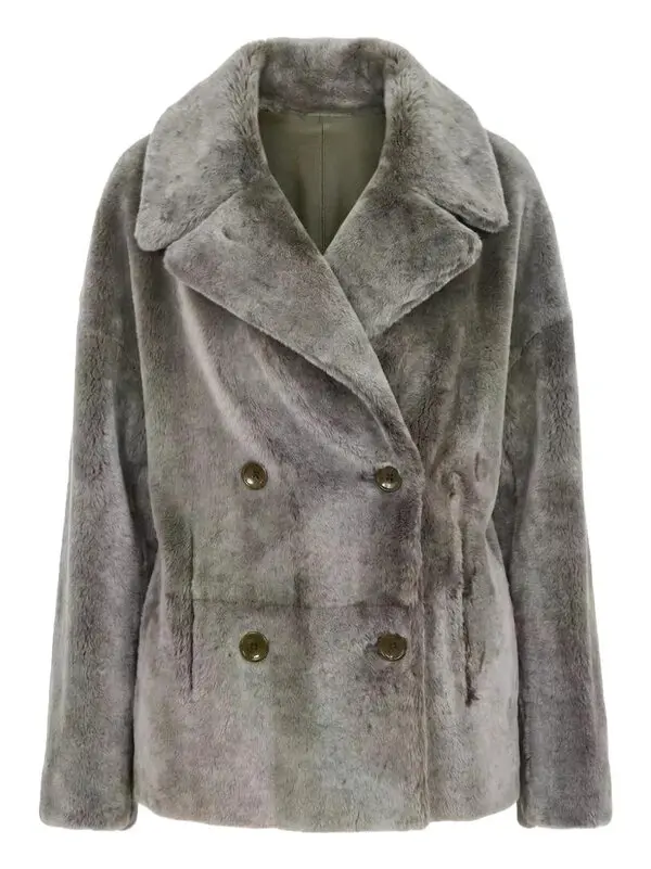 MANZONI 24 Double-breasted Shearling Jacket - Green