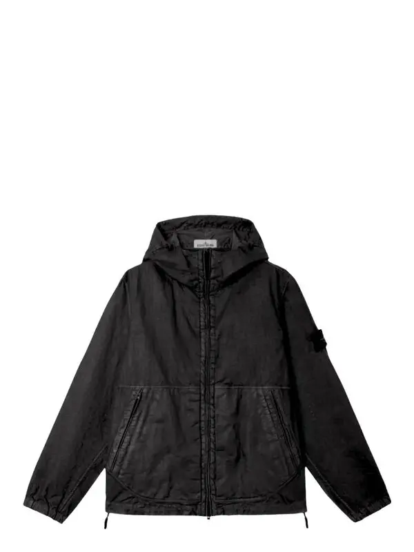 Stone Island Zip-up Hooded Jacket - Black