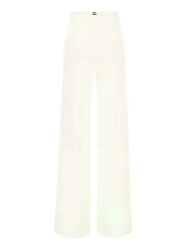 MAISON ANAMI Ivory White Logo Plaque Wide-leg Trousers - Neutrals