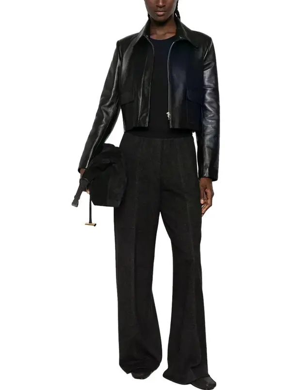 Peserico Pressed-crease Wide-leg Trousers - Black
