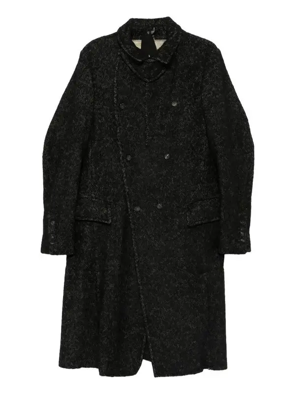 Masnada Herringbone Double-breasted Coat - Grey