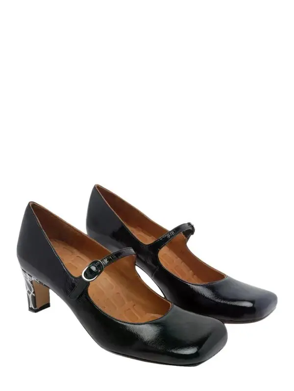 Chie Mihara Samai Squared-toe Pumps With Buckle-fastening Strap - Black