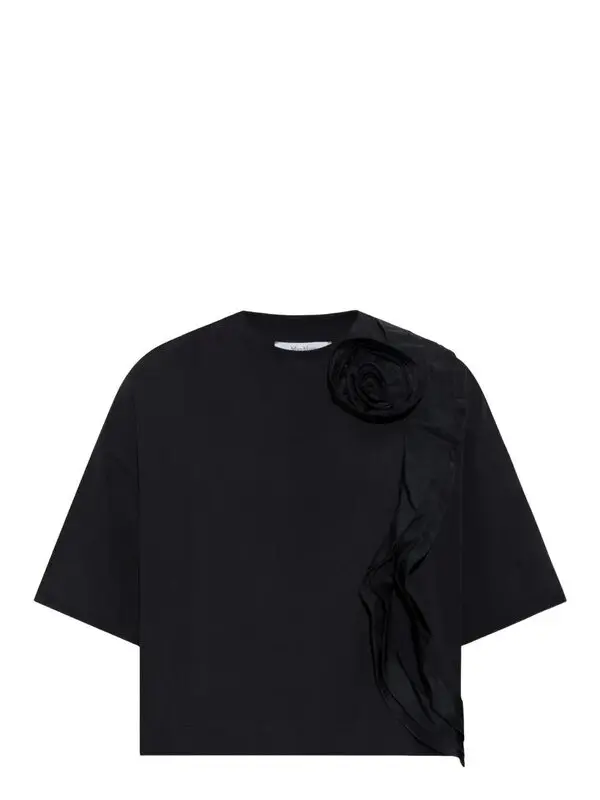 Max Mara Ruffled Floral-appliqué T-shirt - Blue