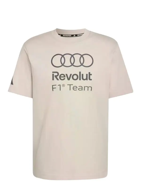 Adidas Logo-print Crew-neck T-shirt - Neutrals