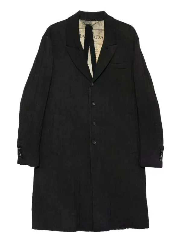 Masnada Tailored Herringbone Coat - Black