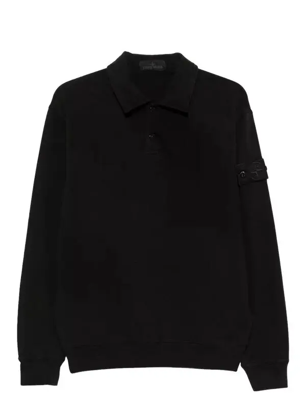 Stone Island Logo-patch Long-sleeve Polo Shirt - Black