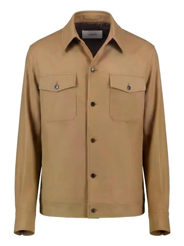 LARDINI Button-down Wool Shirt Jacket - Brown
