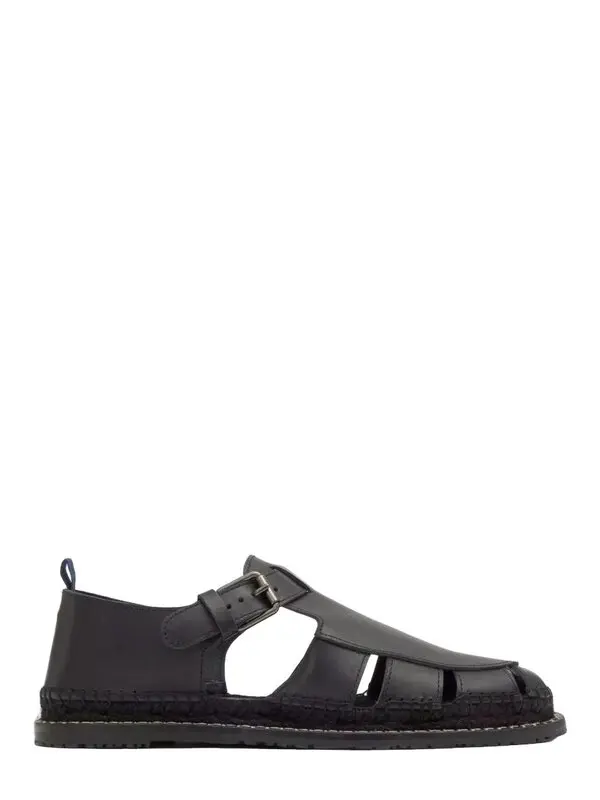 CastaÑer Fito Buckled Leather Espadrilles - Black