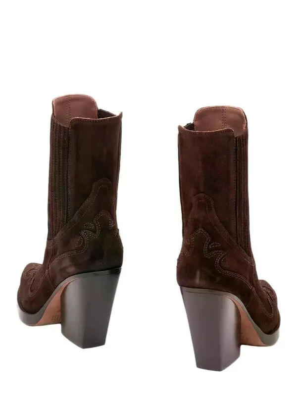 Paris Texas Dallas Embroidered Leather Cowboy Boots - Brown