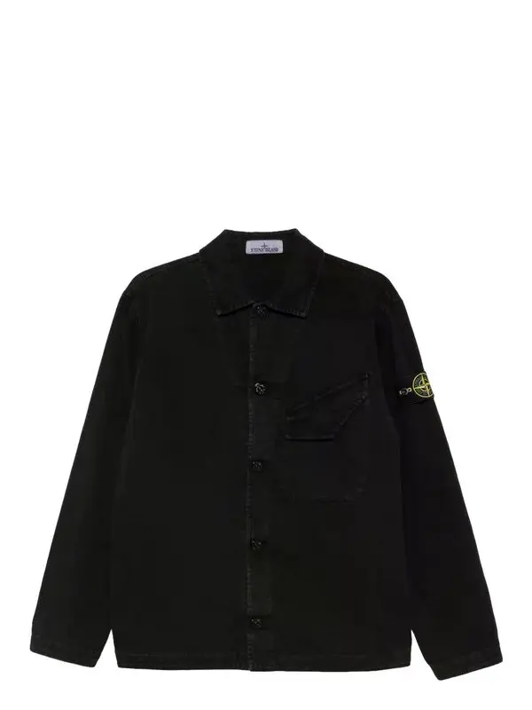 Stone Island Logo-patch Chest-pocket Shirt Jacket - Black