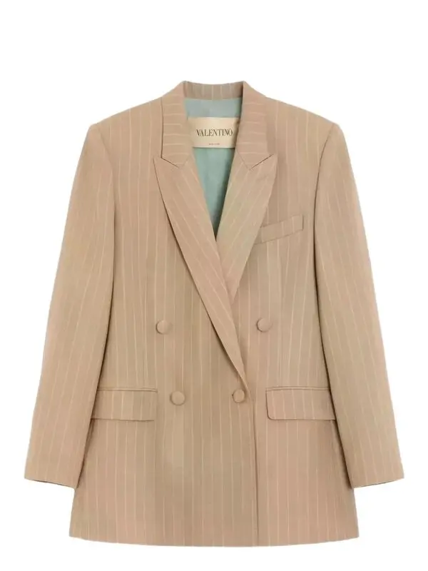 Valentino Garavani Pinstripe Double-breasted Blazer - Neutrals