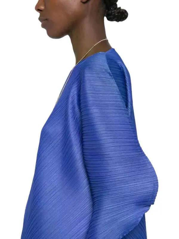 Issey Miyake V-neck Balloon-sleeve Dress - Blue