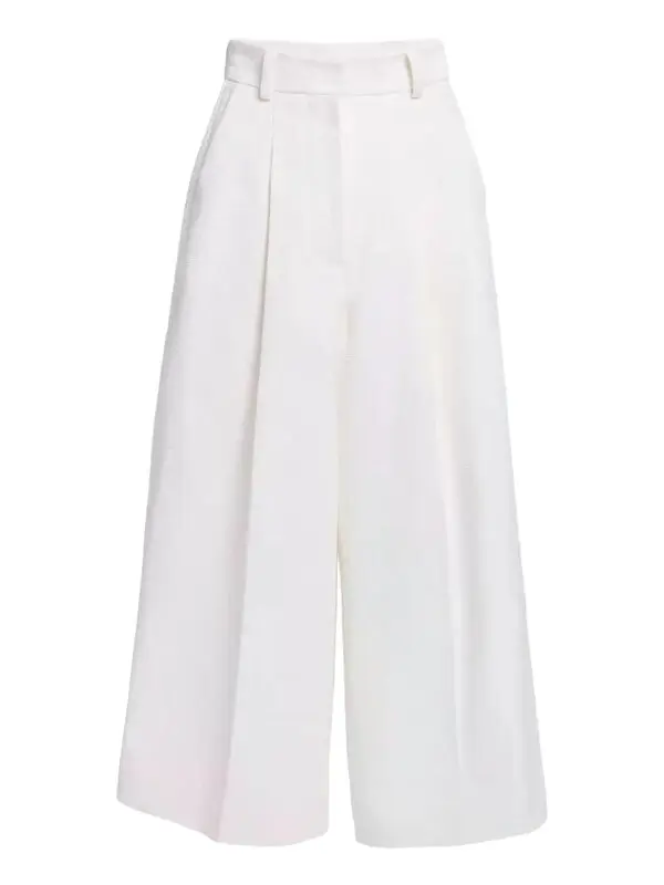 Elie Saab Cotton Piqué Cropped Trousers - White