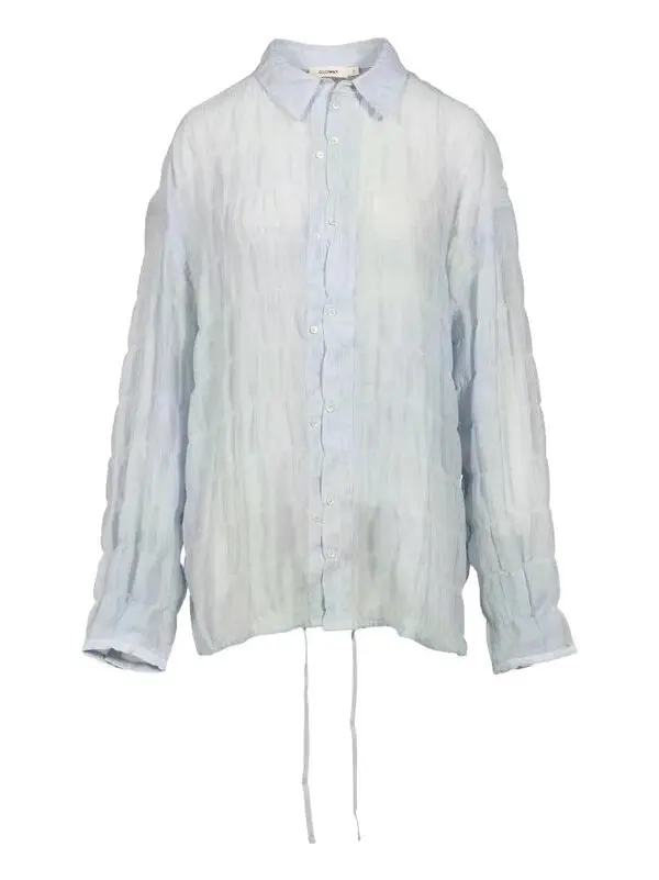 GLOWNY Coastal Textured Drawstring Shirt - Blue