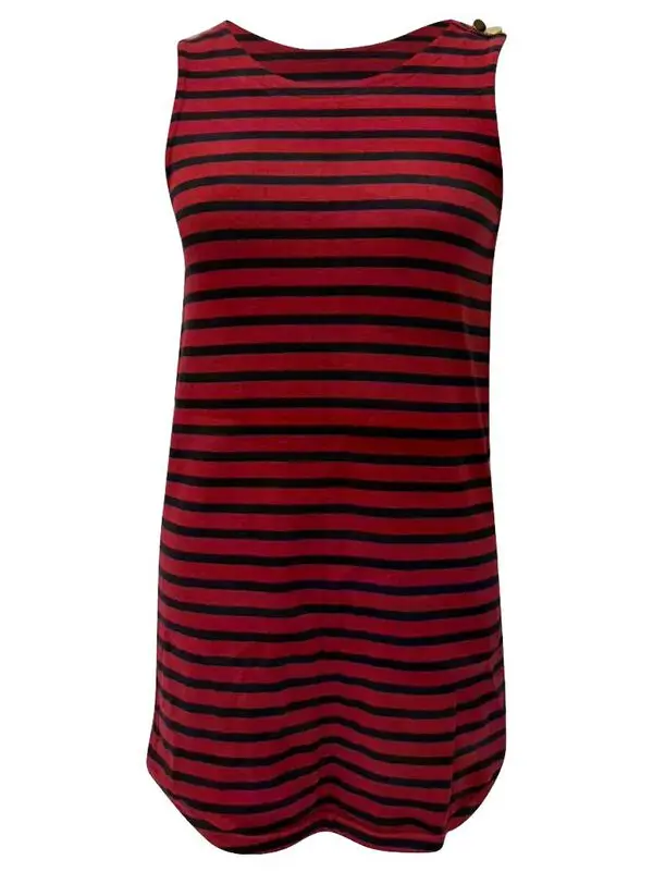Sandro Sleeveless Striped Cotton Dress - Red