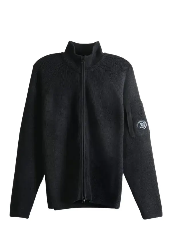 C.P. COMPANY Zip-up Cardigan With Lens Detail - Black