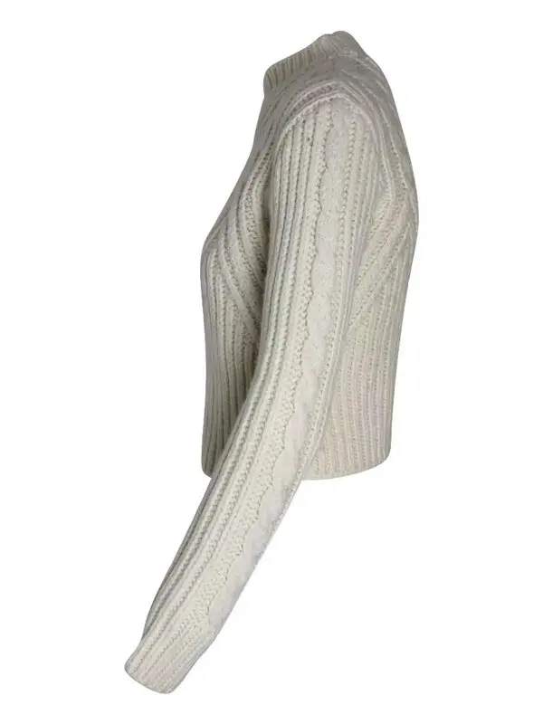 Sandro Zalina Cable Knit Sweater - White