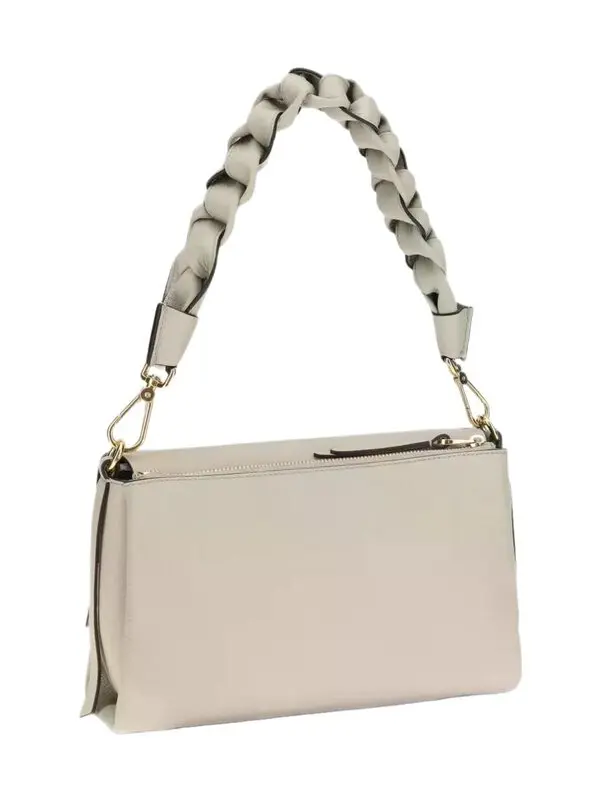 COCCINELLE Small Leather Shoulder Bag With Braided Top Handle - Neutrals