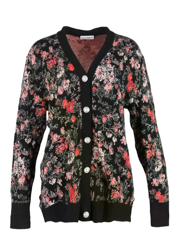 Rabanne Floral Print Wool Cardigan - Black