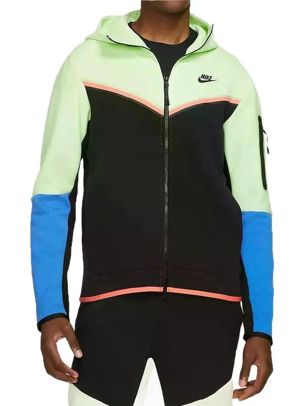 Nike Tech Fleece Zip-up Hoodie With Paneled Design - Green
