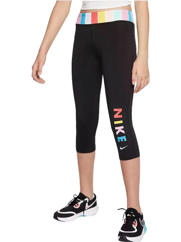 Nike One Training Striped-waistband Leggings - Black