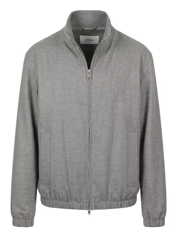 LARDINI High-neck Zip-up Wool Jacket - Grey