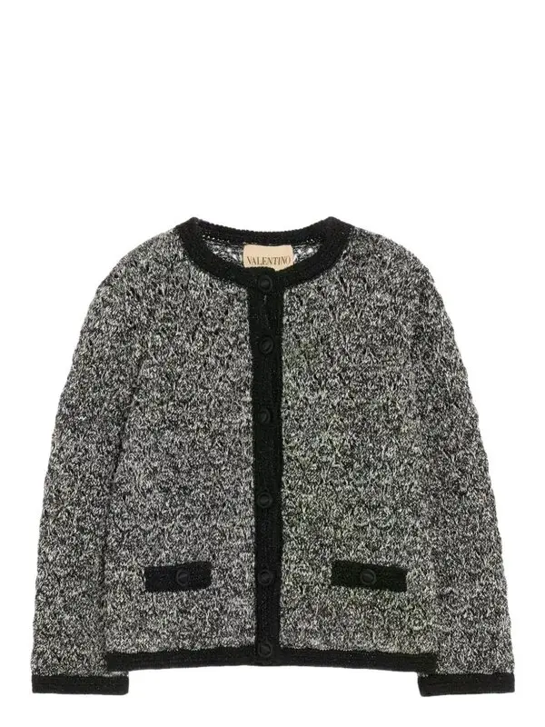 Valentino Garavani Textured Cardigan With Contrast Trim - Grey
