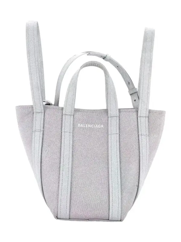 Balenciaga Everyday 2.0 North South Tote Glitter Fabric Xs Satchel - Metallic