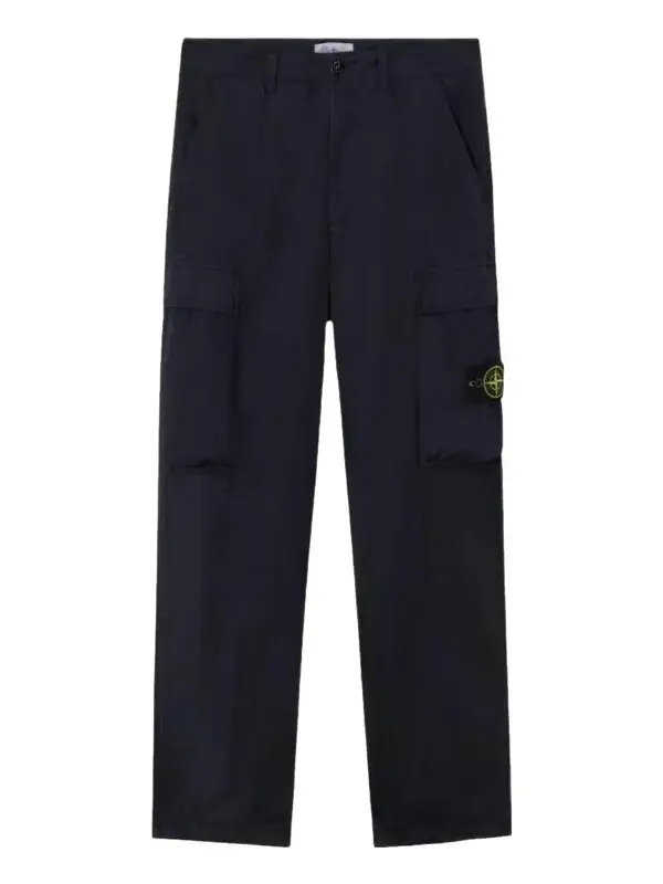 Stone Island Logo-patch Straight-leg Trousers - Blue