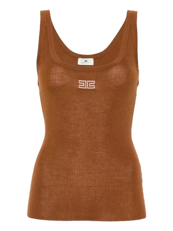 Elisabetta Franchi Ribbed Knit Tank Top - Brown