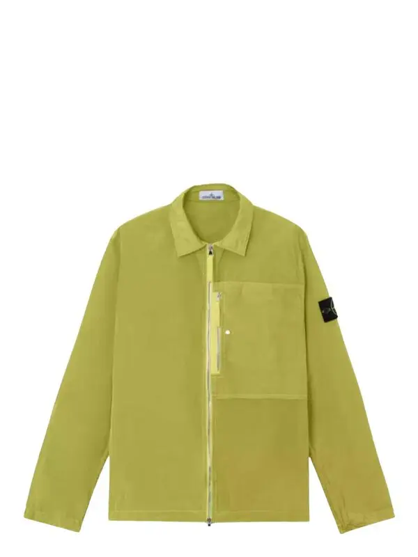 Stone Island Compass-patch Zip-up Shirt Jacket - Green