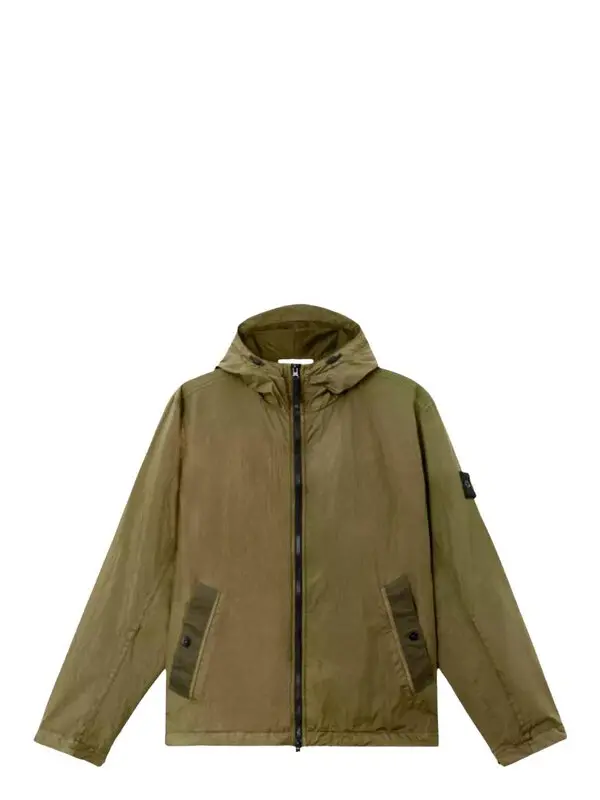 Stone Island Garment-dyed Hooded Jacket - Green