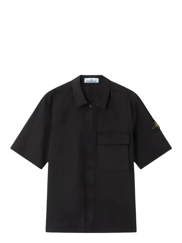Stone Island Logo-patch Short-sleeve Shirt - Black