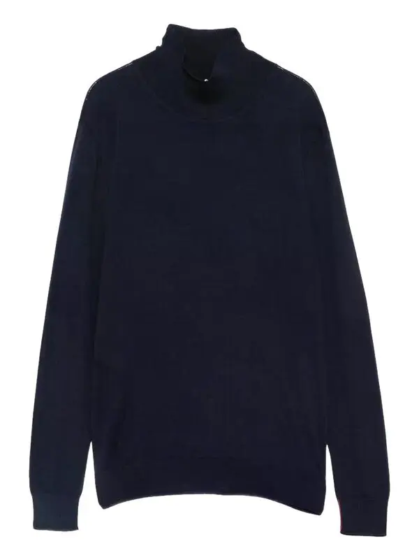 Liviana Conti Mock Neck Fine Knit Long Sleeve Pullover - Blue