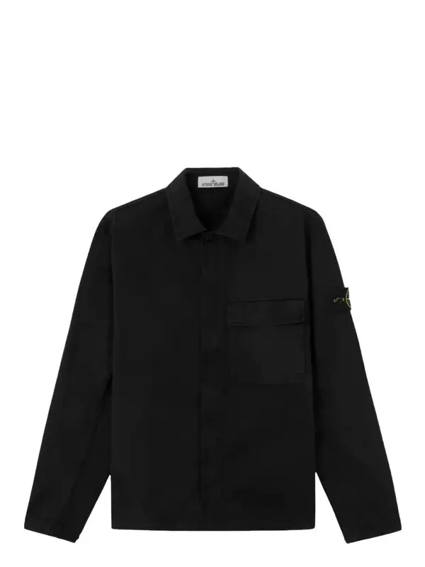 Stone Island Logo-patch Cotton-twill Shirt Jacket - Black