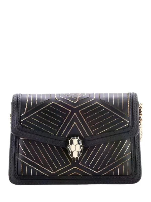 BVLGARI Serpenti Diamond Blast Shoulder Bag - Black