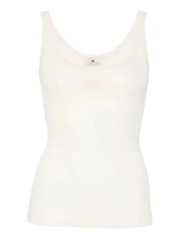 Elisabetta Franchi Ribbed-knit Logo-patch Vest - Neutrals