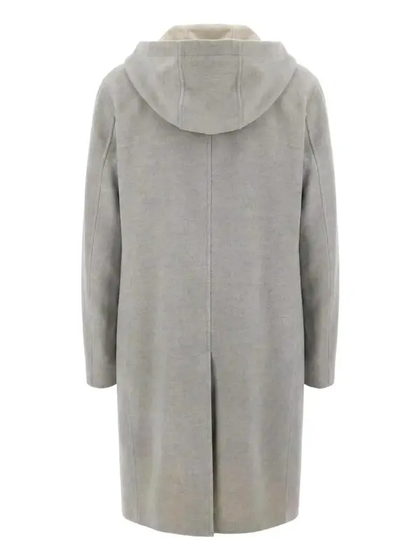 LARDINI Single-breasted Hooded Wool Coat - Grey