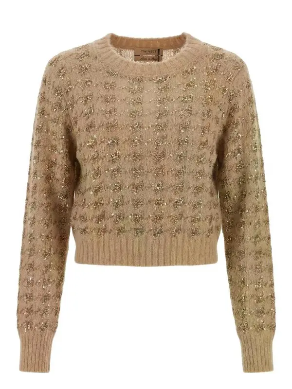TWINSET Sequin Embellished Knitted Sweater - Neutrals