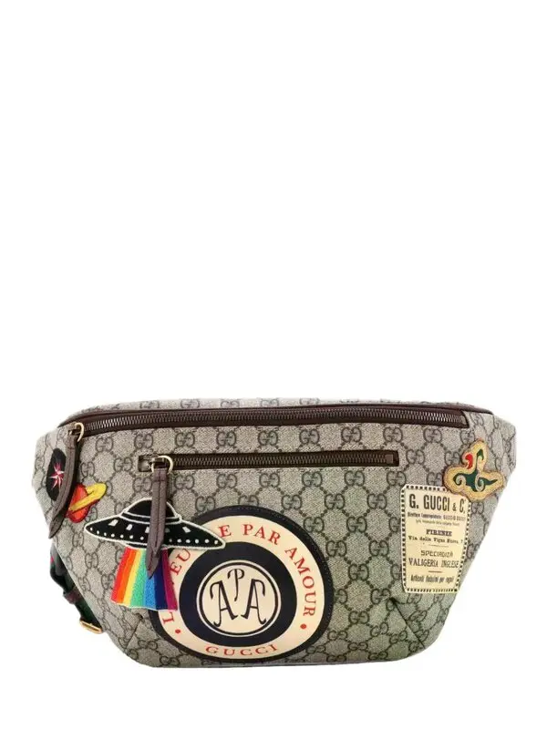 Gucci Gg Coated Canvas Applique Belt Bag - Brown