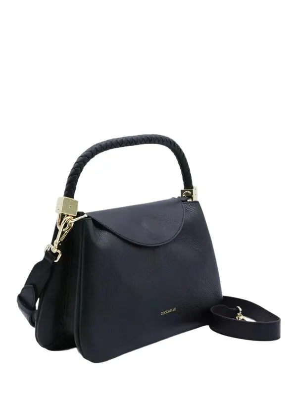 COCCINELLE Small Tiggy Leather Tote Bag With Braided Handle - Black