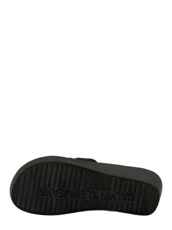 Calvin Klein Embroidered Logo Wedge Sandals - Black