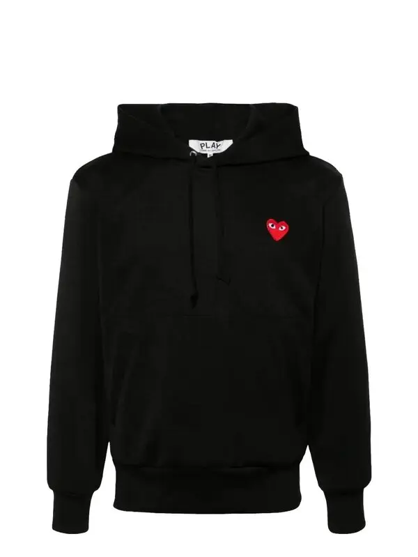 Comme Des Garçons Heart-patch Hoodie - Black