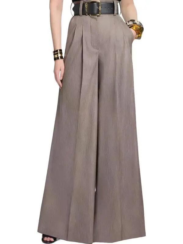 Elie Saab Pleated Wide-leg Trousers - Brown