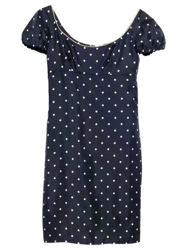 Dior Polka Dot Puff Sleeve Dress - Blue
