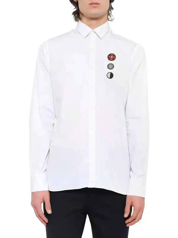 LANVIN Patch-detail Medal-embroidered Shirt - White