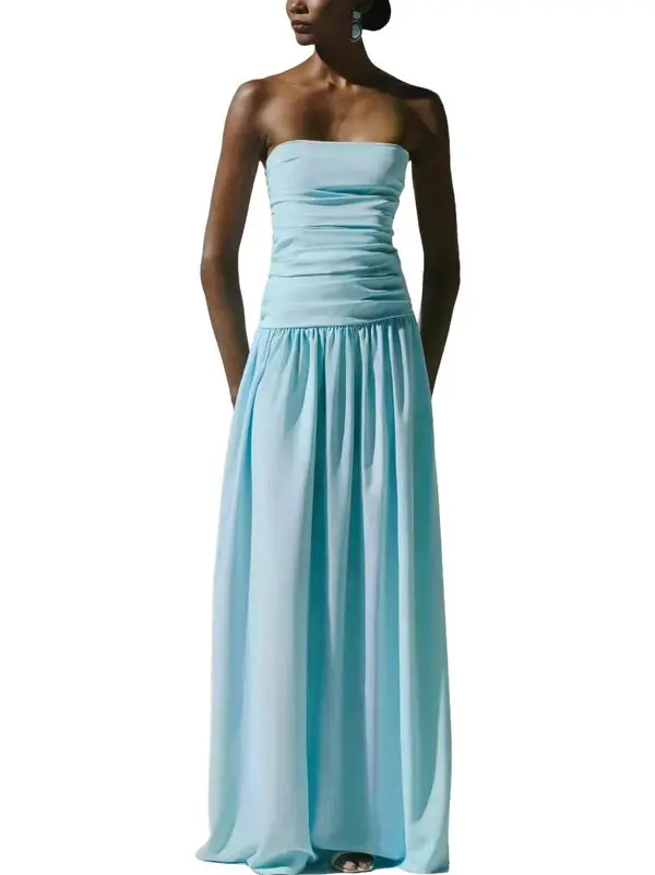 BAOBAB Nicola Ruched Strapless Maxi Dress - Blue