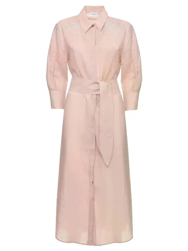 Marella Rhinestone-embellished Linen Midi Dress - Pink
