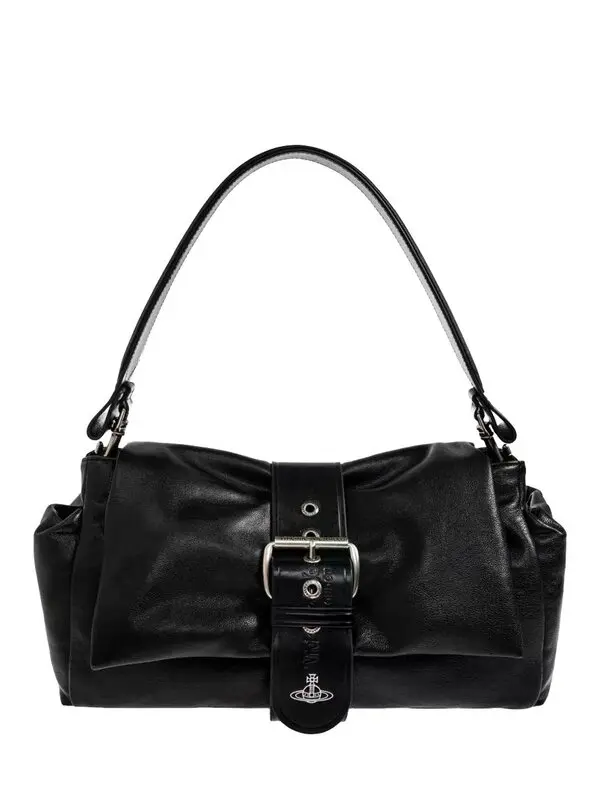 VIVIENNE WESTWOOD Hazel Treasure Leather Shoulder Bag - Black
