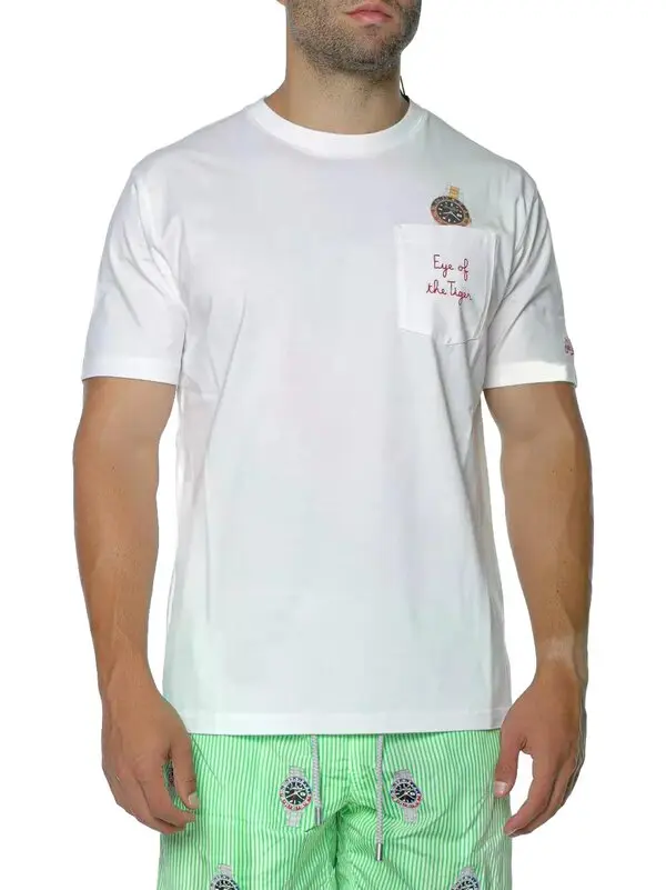 MC2 SAINT BARTH Austin Embroidered Chest-pocket T-shirt - White